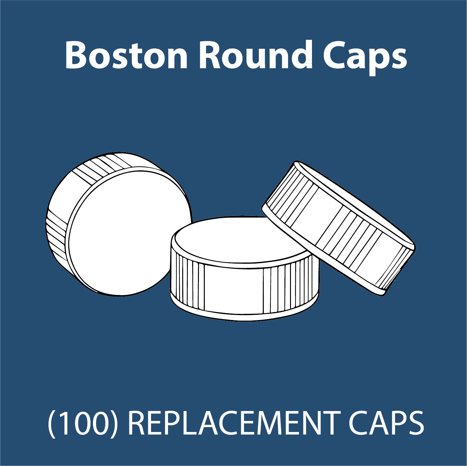 Boston Round Bottle Caps (100 Pack) – Bluedrop Replacement Filters